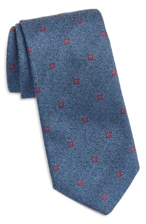 JACK VICTOR Geometric Cotton Standard Neck Tie - Blue