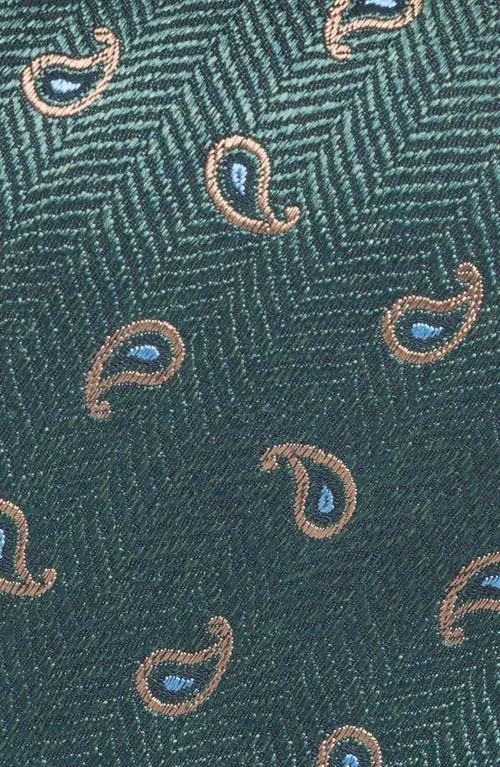 JACK VICTOR Paisley Silk And Cotton Tie - Green