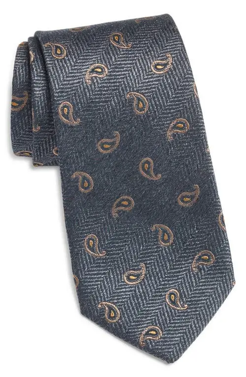 JACK VICTOR Paisley Silk And Cotton Tie - Grey
