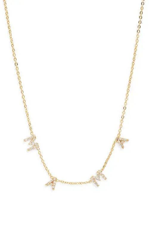 THE SIS KISS Mini Mama Charm Chain Necklace - Gold W/crystals