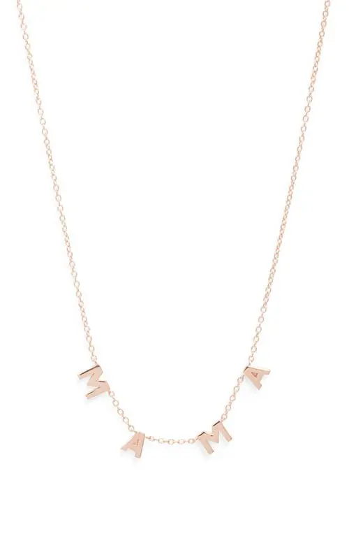 THE SIS KISS Mini Mama Charm Chain Necklace - Rose Gold No Crystals