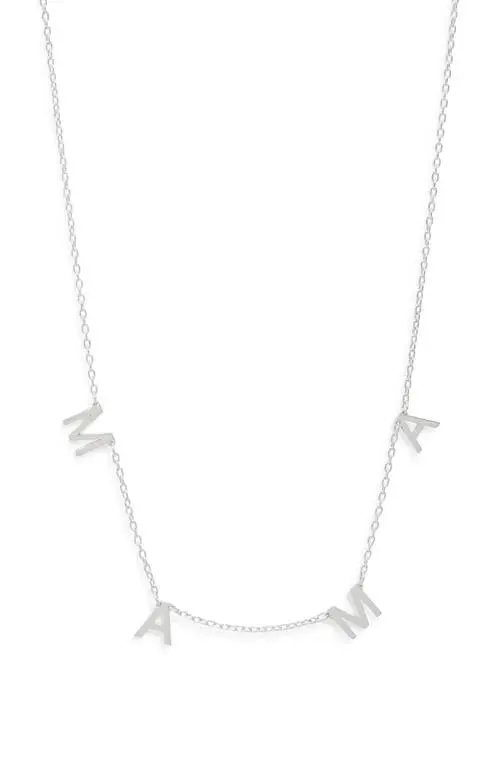THE SIS KISS Mini Mama Charm Chain Necklace - Silver No Crystals
