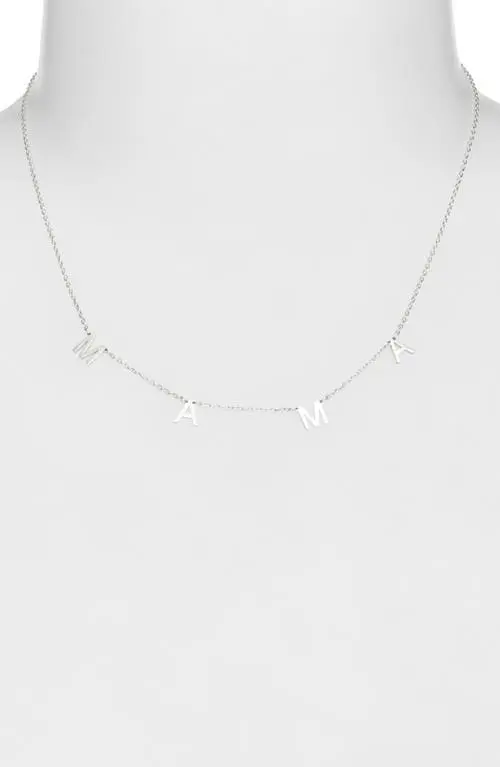 THE SIS KISS Mini Mama Charm Chain Necklace - Silver No Crystals
