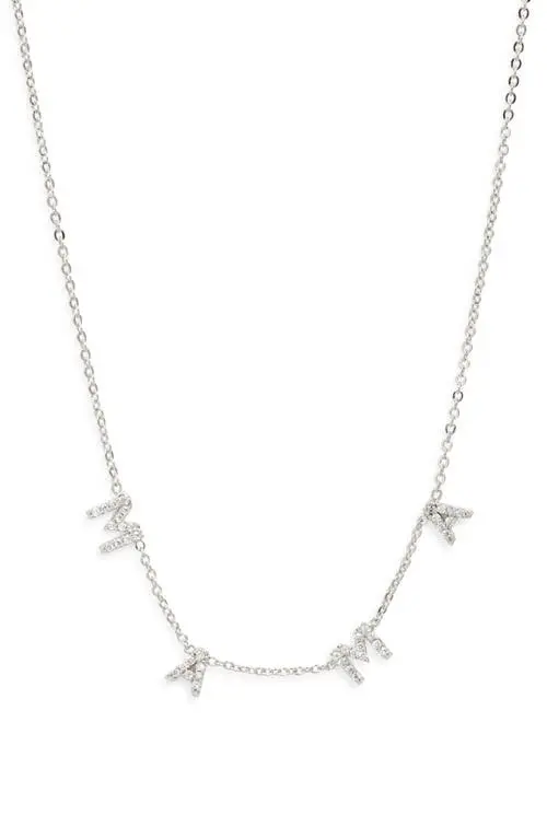 THE SIS KISS Mini Mama Charm Chain Necklace - Silver W/crystals