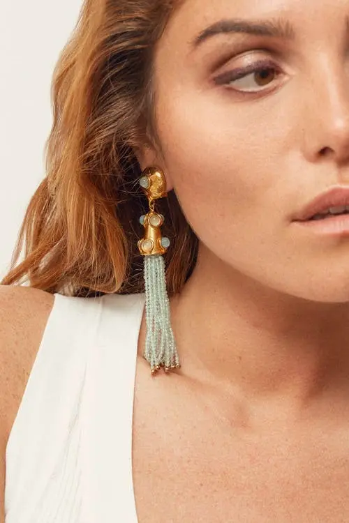 Sylvia Toledano Gio Clip-on Tassel Earrings - Calcedoine