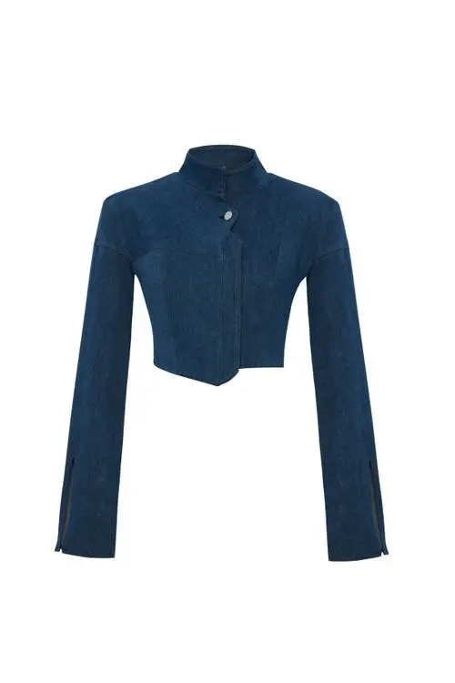 JENDUE Cropped Denim Jacket