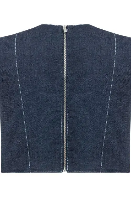 JENDUE Vonk Crop Denim Top