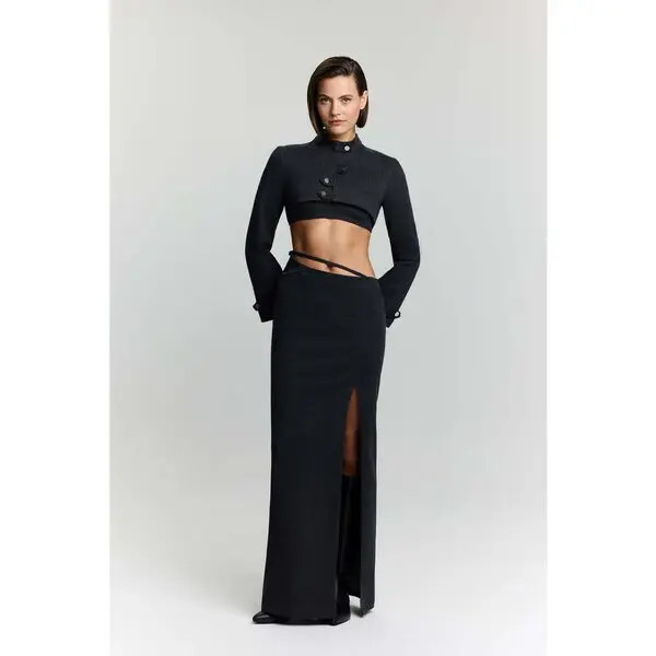 JENDUE Dreams Denim Maxi Skirt - Navy