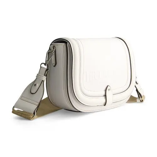 True Religion Logo Denim Saddle Bag - White