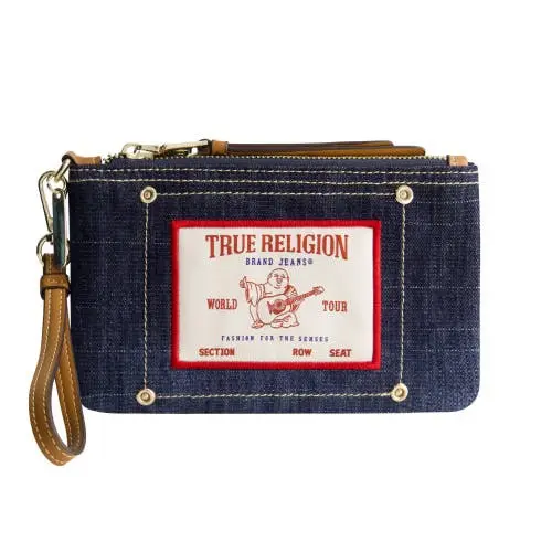 True Religion Buddha Patch Denim Wristlet