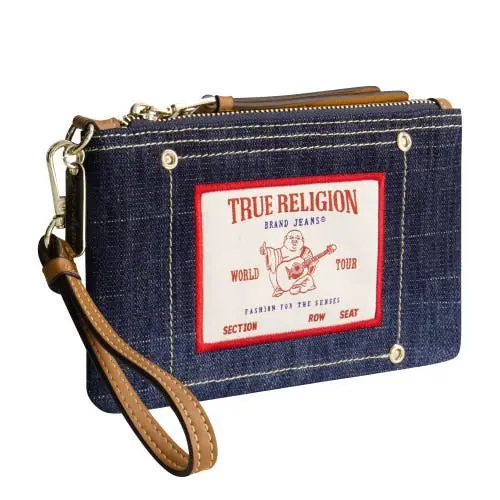 True Religion Buddha Patch Denim Wristlet