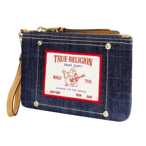 True Religion Buddha Patch Denim Wristlet