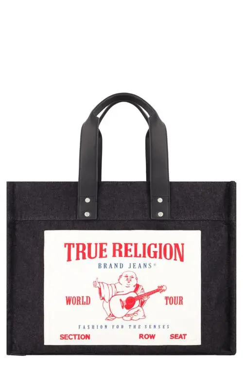 True Religion Large Denim Tote - Black