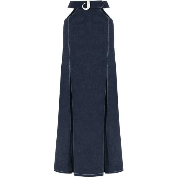 JENDUE Siena Maxi Denim Skirt - Blue