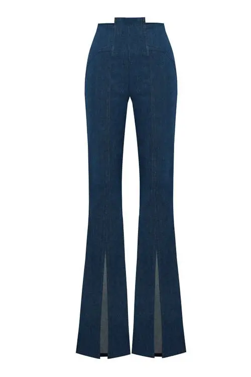 JENDUE High-waisted Flared Jeans With Slits