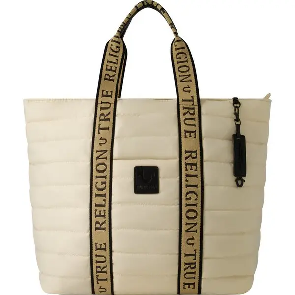 True Religion Nylon Quilted Tote - Ivory