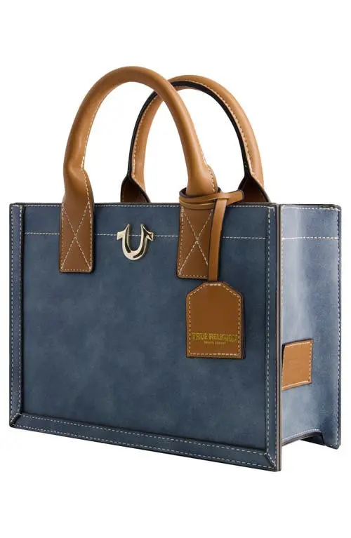 True Religion Modern Edge Suede Tote - Blue