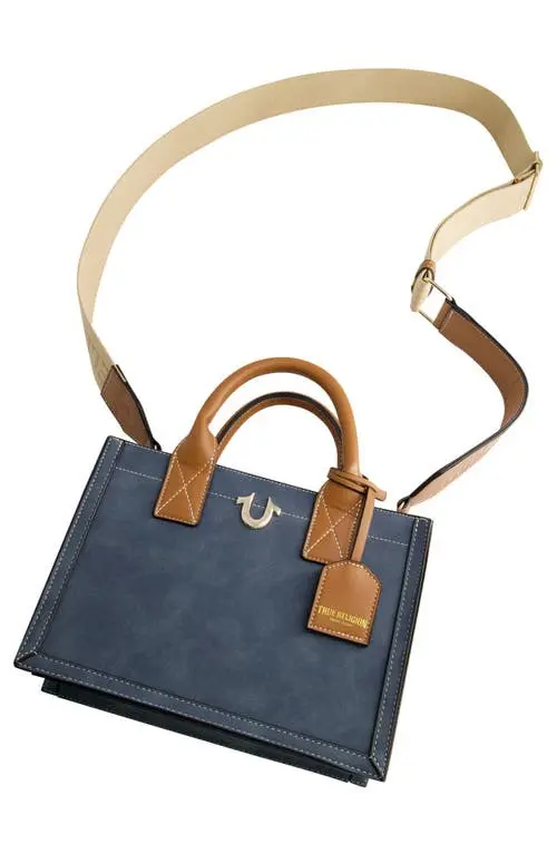 True Religion Modern Edge Suede Tote - Blue