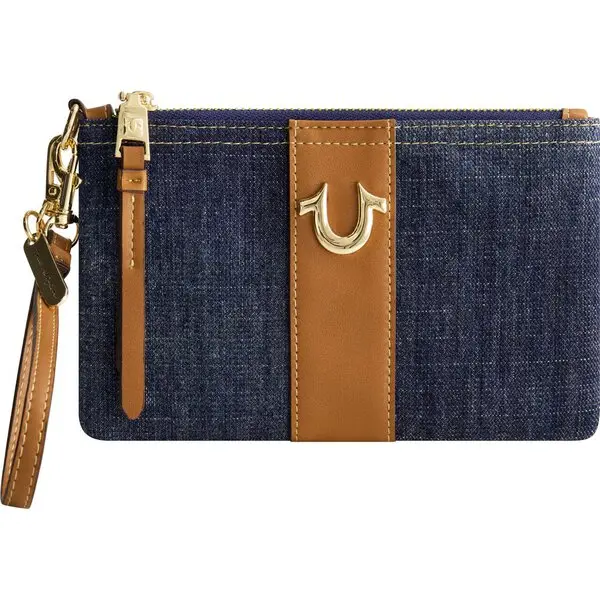 True Religion Horseshoe Denim Wristlet Pouch - Dark Denim