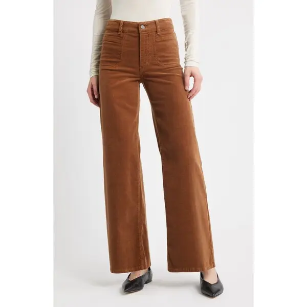 FRAME Le Slim Palazzo High-waist Corduroy Jeans - Maple Brown