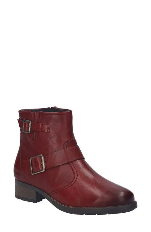 Josef Seibel Leather Moto Bootie - Bordo