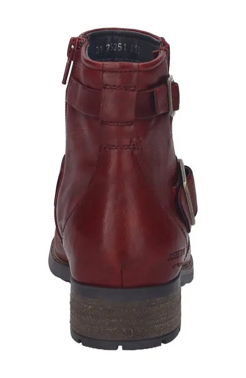 Josef Seibel Leather Moto Bootie - Bordo