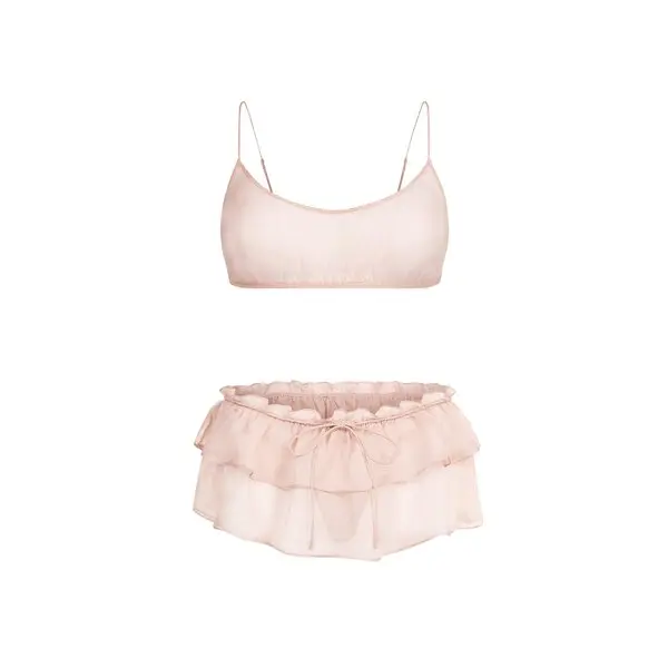 SKIMS Romance Bralette And Skirt Set - Light Fawn