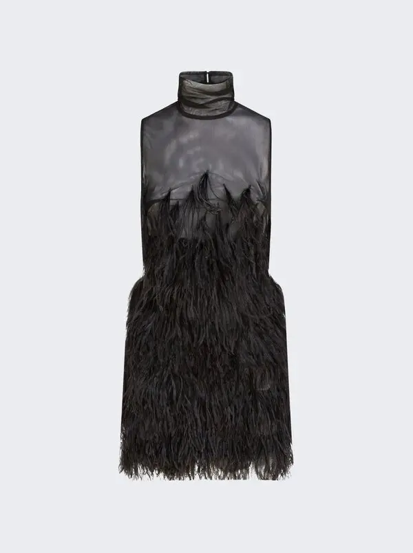 Attico Feather-embellished Mini Dress - Black