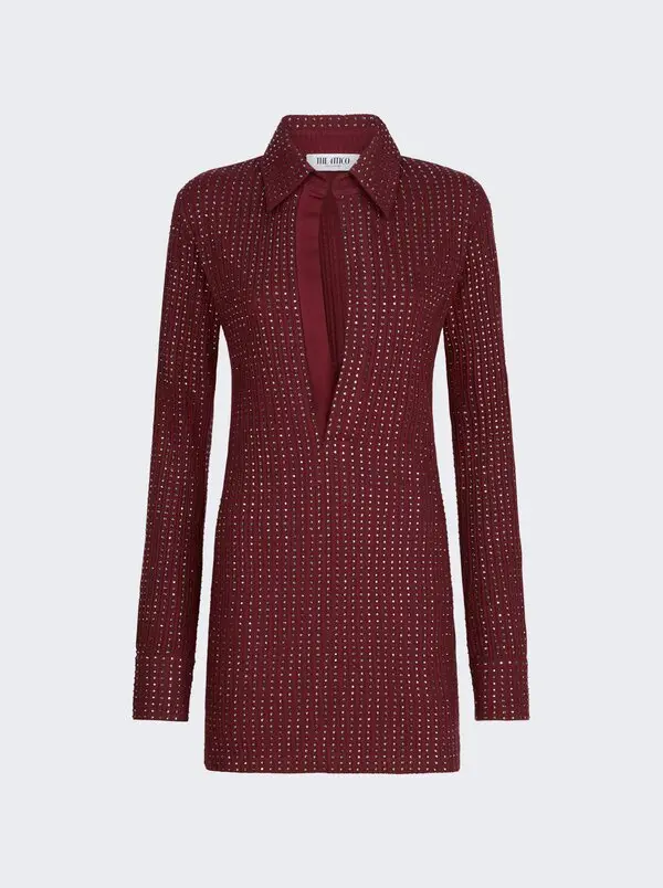 Attico Mini Dress With Crystal Embellishments - Red