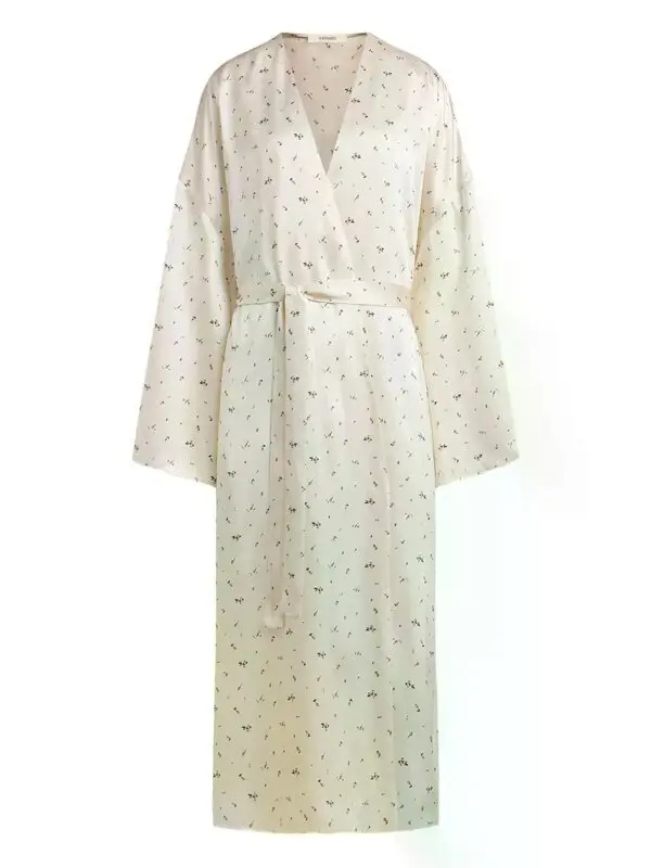 12 STOREEZ Floral-print Silk Robe - Neutrals