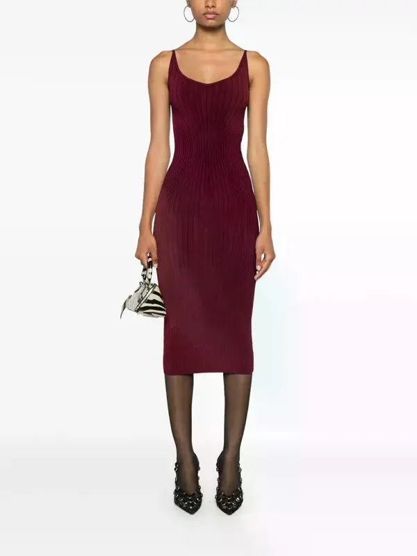 MUGLER Sleeveless Knitted Midi Dress