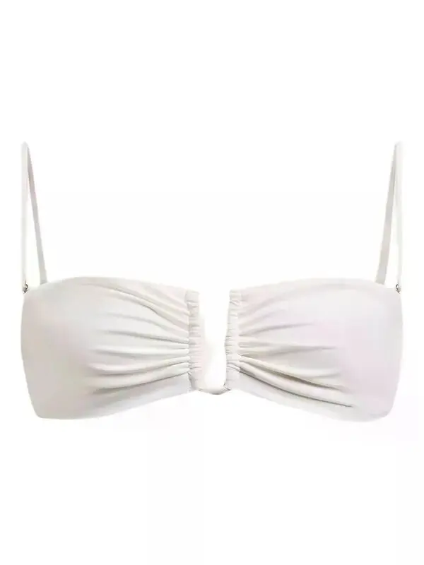 12 STOREEZ Gathered V-neck Bikini Top - White