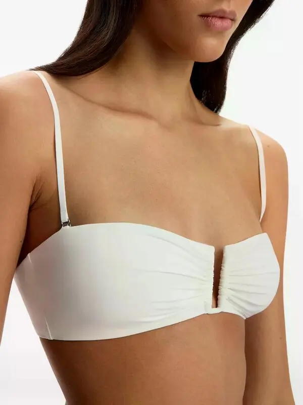 12 STOREEZ Gathered V-neck Bikini Top - White