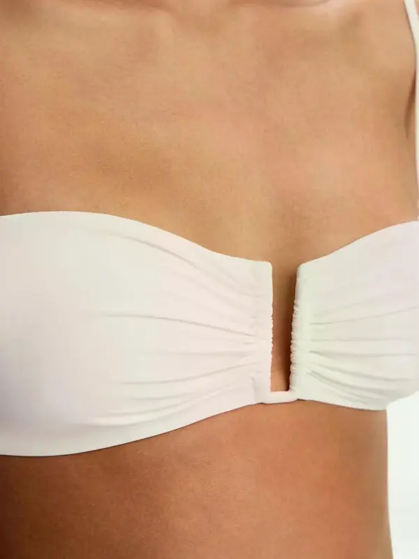 12 STOREEZ Gathered V-neck Bikini Top - White