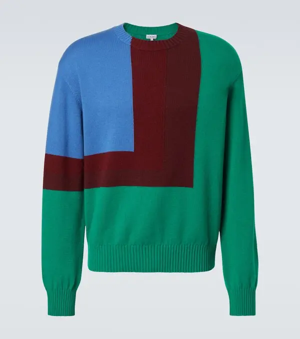 Loewe Albers Colorblocked Intarsia Wool Sweater