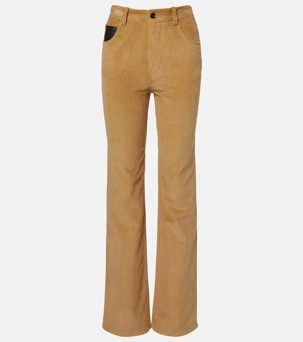 Bottega Veneta Cotton Corduroy Flared Pants - Beige