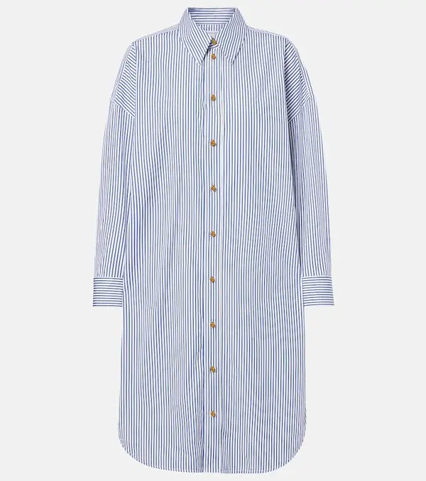 Bottega Veneta Striped Cotton Poplin Shirt - Blue