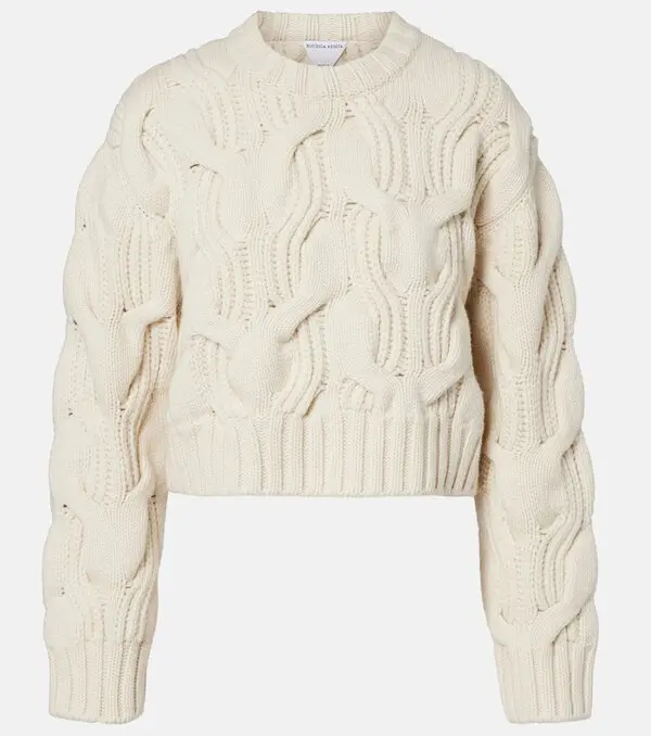 Bottega Veneta Oversized Wool Crewneck Sweater - White