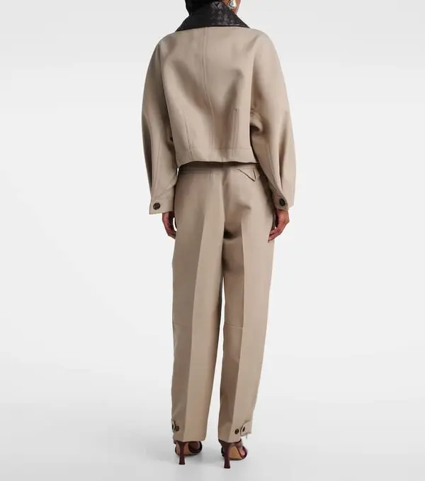 Bottega Veneta Cropped Leather-trimmed Wool Jacket