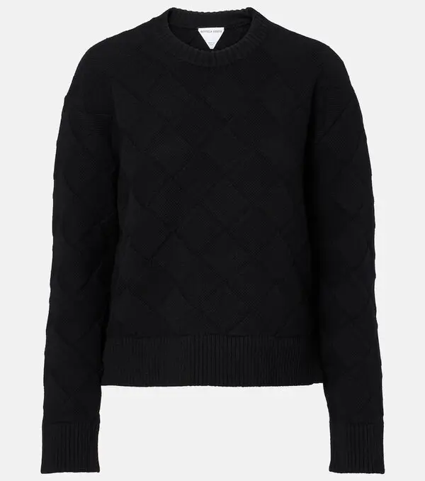 Bottega Veneta Intreccio Wool-blend Sweater - Black
