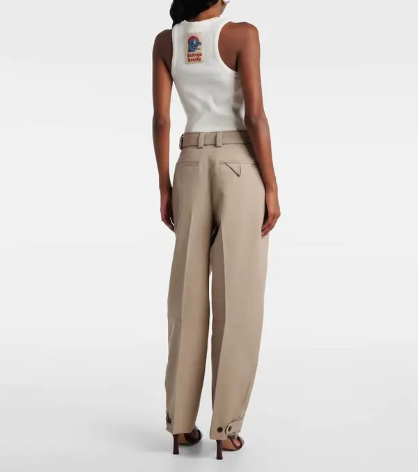 Bottega Veneta High-rise Straight Wool Pants - Beige