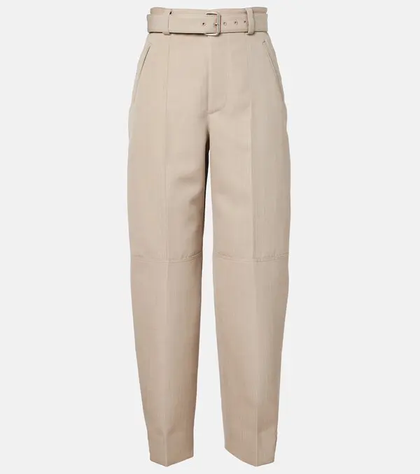 Bottega Veneta High-rise Straight Wool Pants - Beige