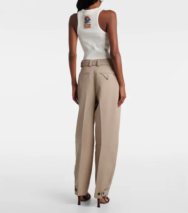 Bottega Veneta High-rise Straight Wool Pants - Beige