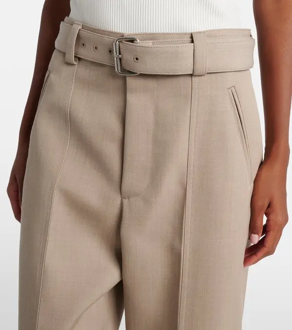 Bottega Veneta High-rise Straight Wool Pants - Beige