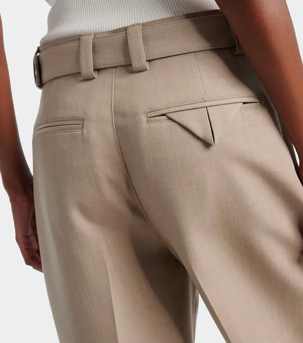 Bottega Veneta High-rise Straight Wool Pants - Beige