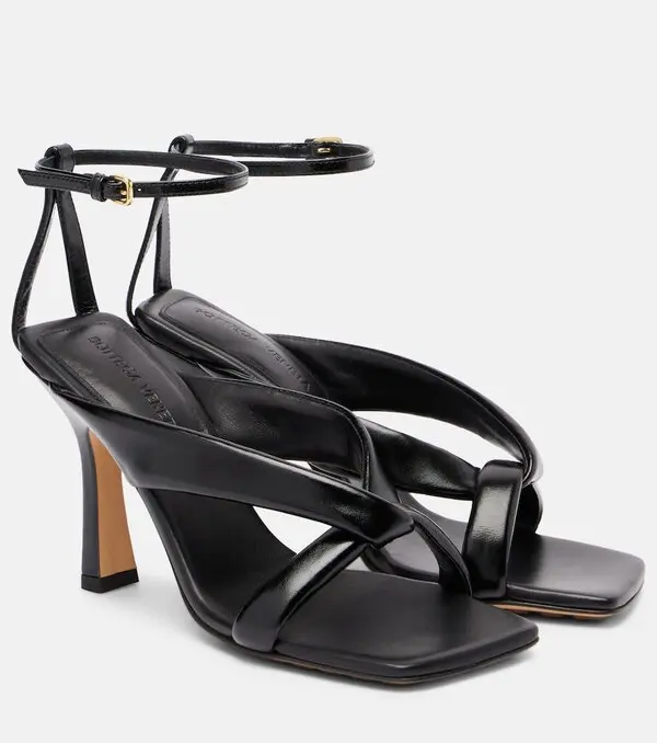 Bottega Veneta Riva Leather Heeled Sandals - Black