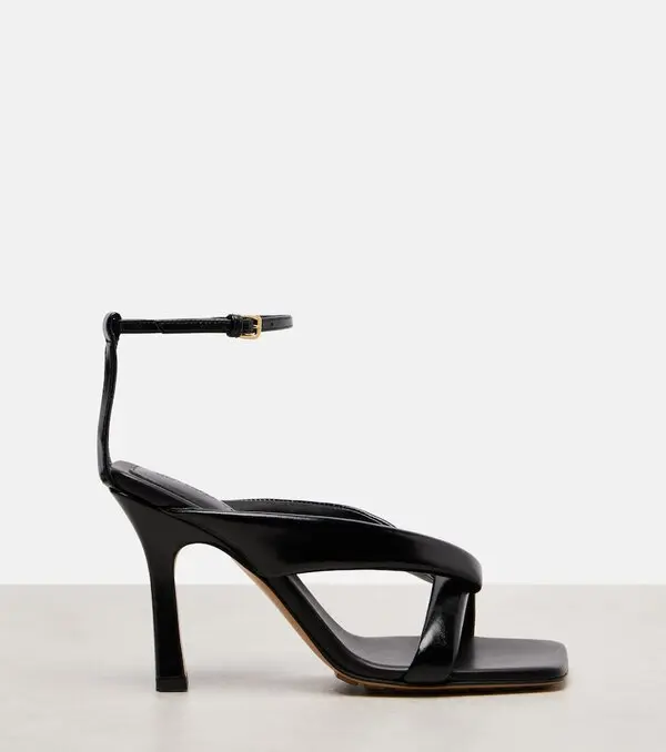 Bottega Veneta Riva Leather Heeled Sandals - Black