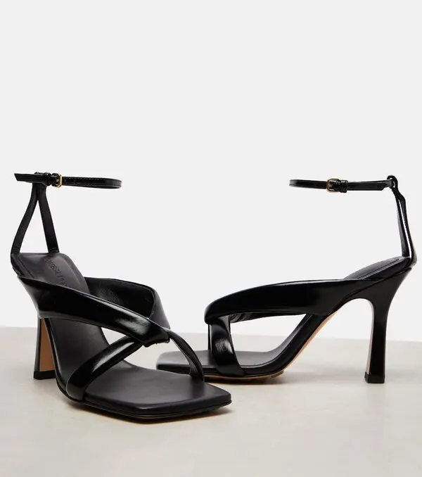 Bottega Veneta Riva Leather Heeled Sandals - Black