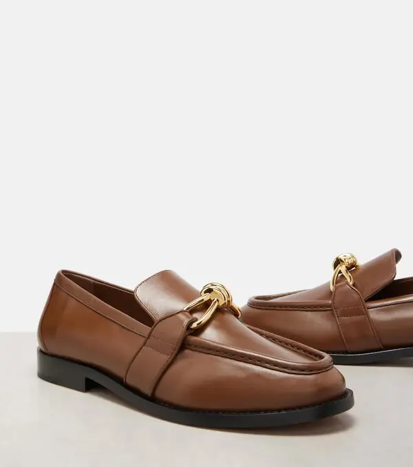 Bottega Veneta Astaire Knot Leather Loafers - Brown
