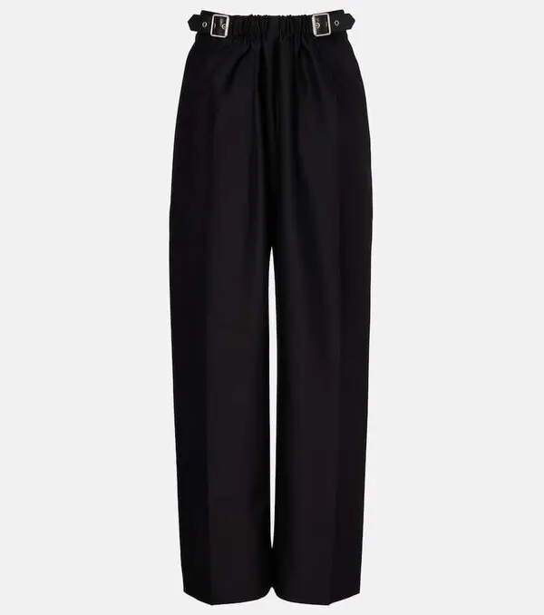 Loewe Gathered Wide-leg Pants - Black